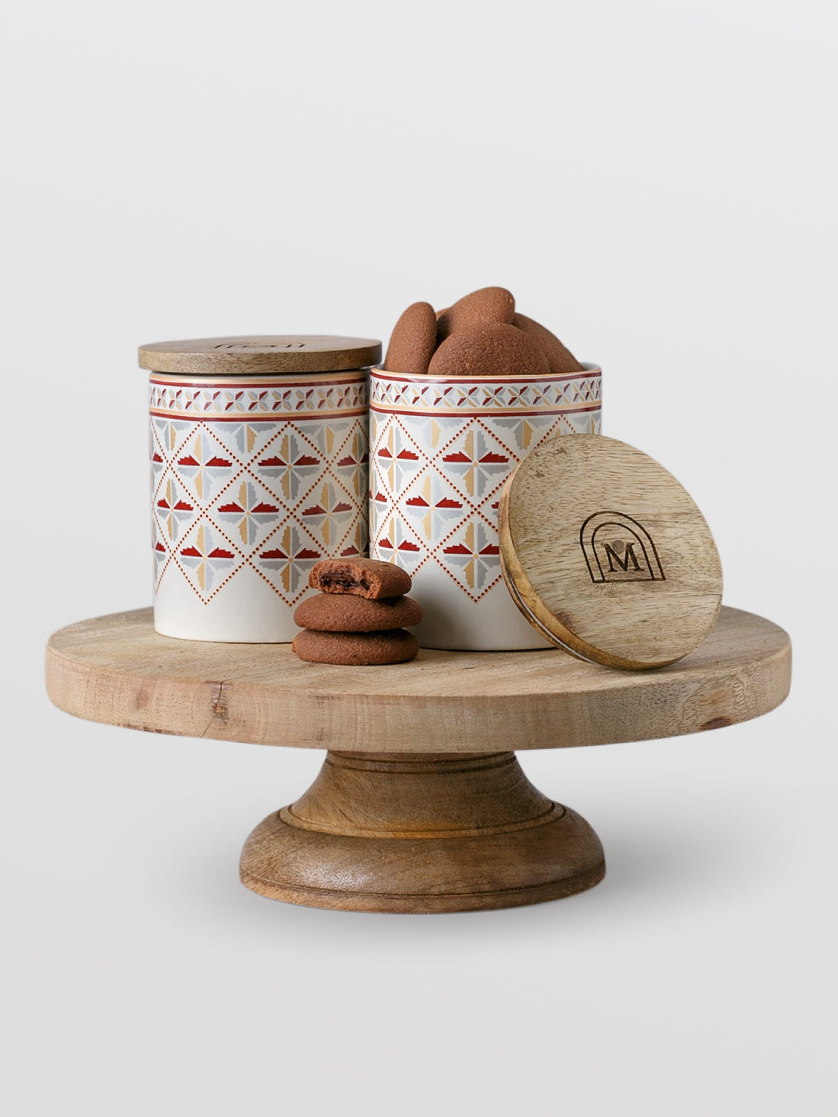 Surajmukh Burgundy Ceramic Cookie Jar Set | Hand-painted Kitchen ...